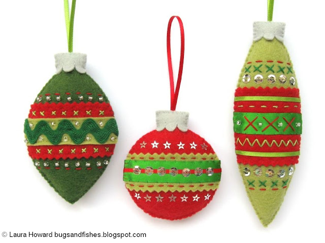 Bugs and Fishes by Lupin: Retro Felt Christmas Baubles Tutorial