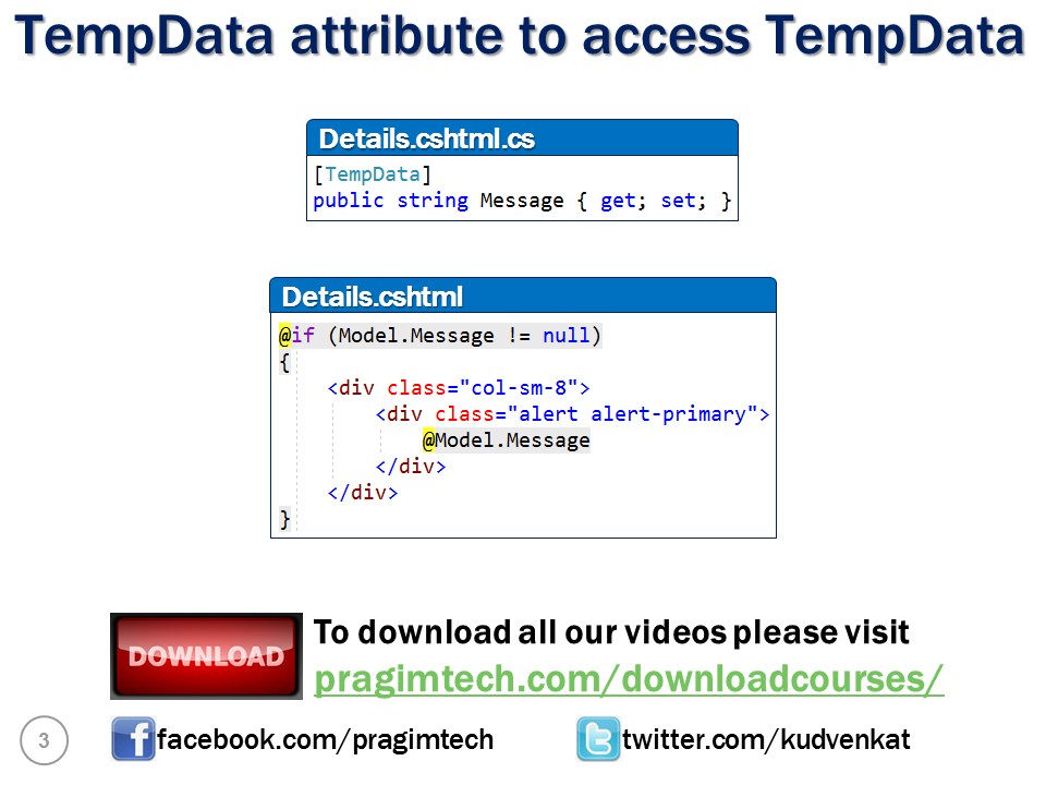 Sql Server Net And C Video Tutorial Tempdata In Core Slides