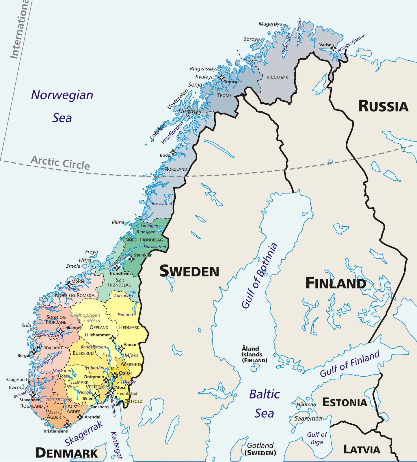 Political And Administrative Map Of Norway Maps Of No - vrogue.co