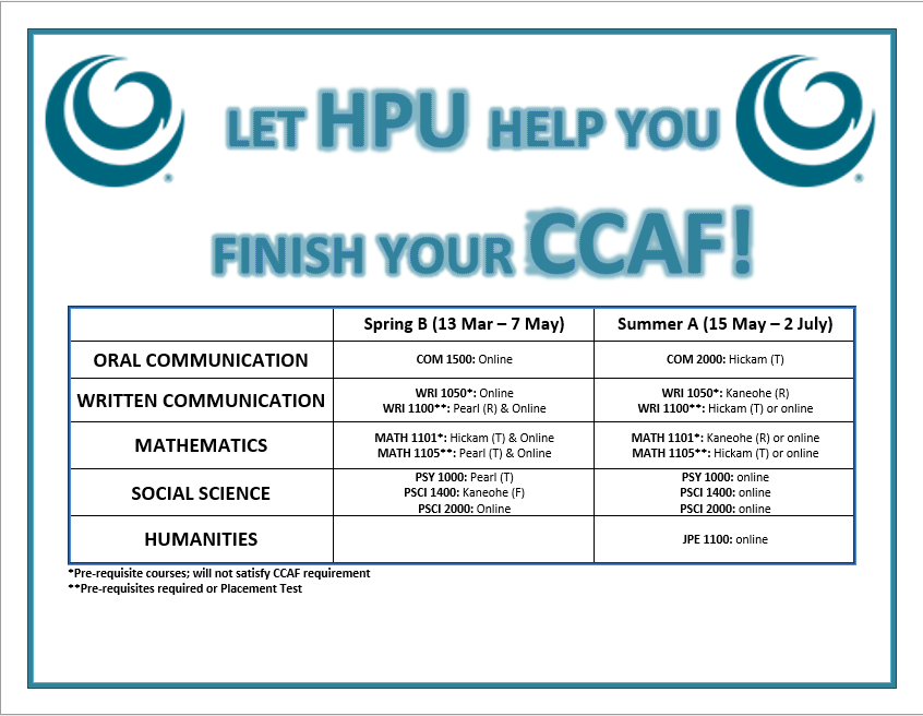 HPU Hickam: CCAF