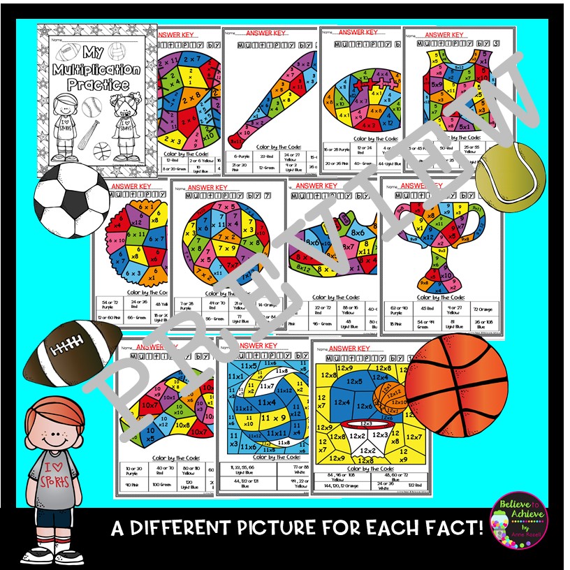 The Best of Teacher Entrepreneurs: Sports Multiplication Color by ...