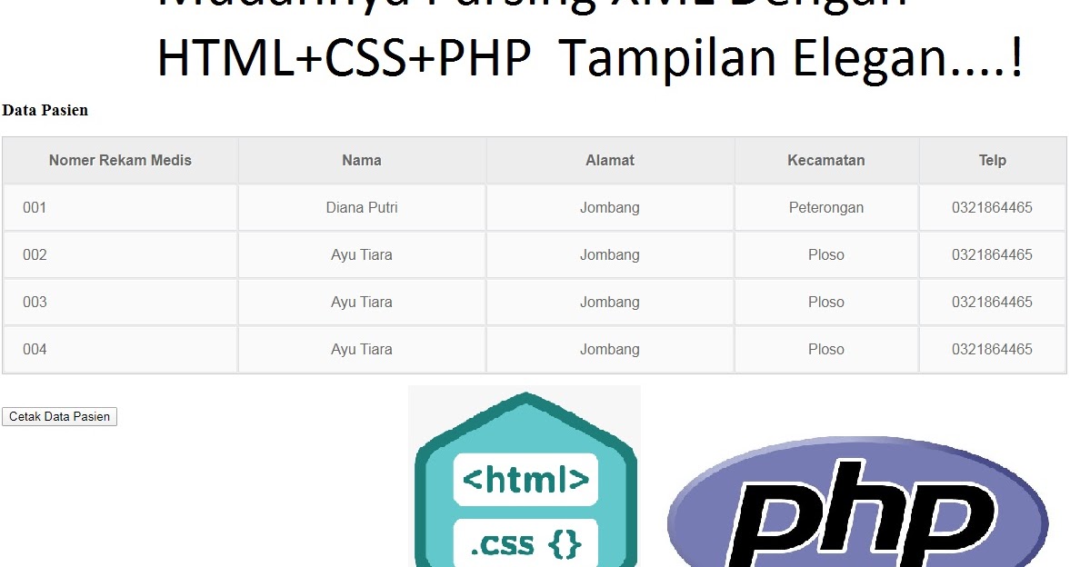 Parsing Data XML Dengan PHP HTML + CSS Tabel Jadi Elegan Parsing Data XML Dengan PHP HTML + CSS Tabel Jadi Elegan