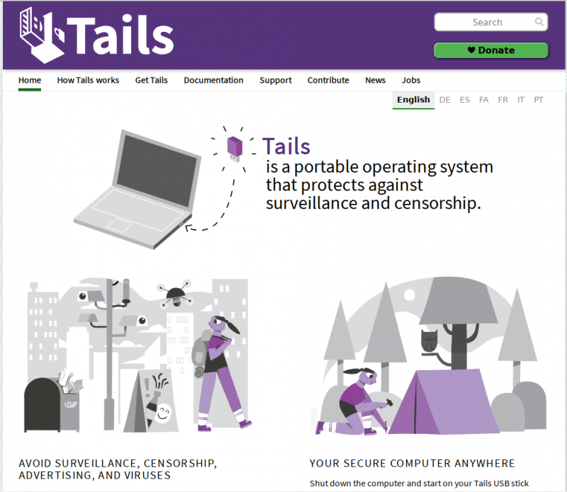 Portable OS Linux: Tails OS for working with USB