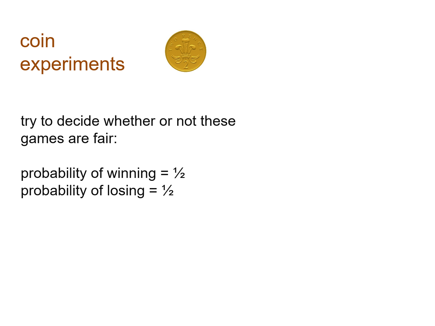 MEDIAN Don Steward mathematics teaching: coin experiments
