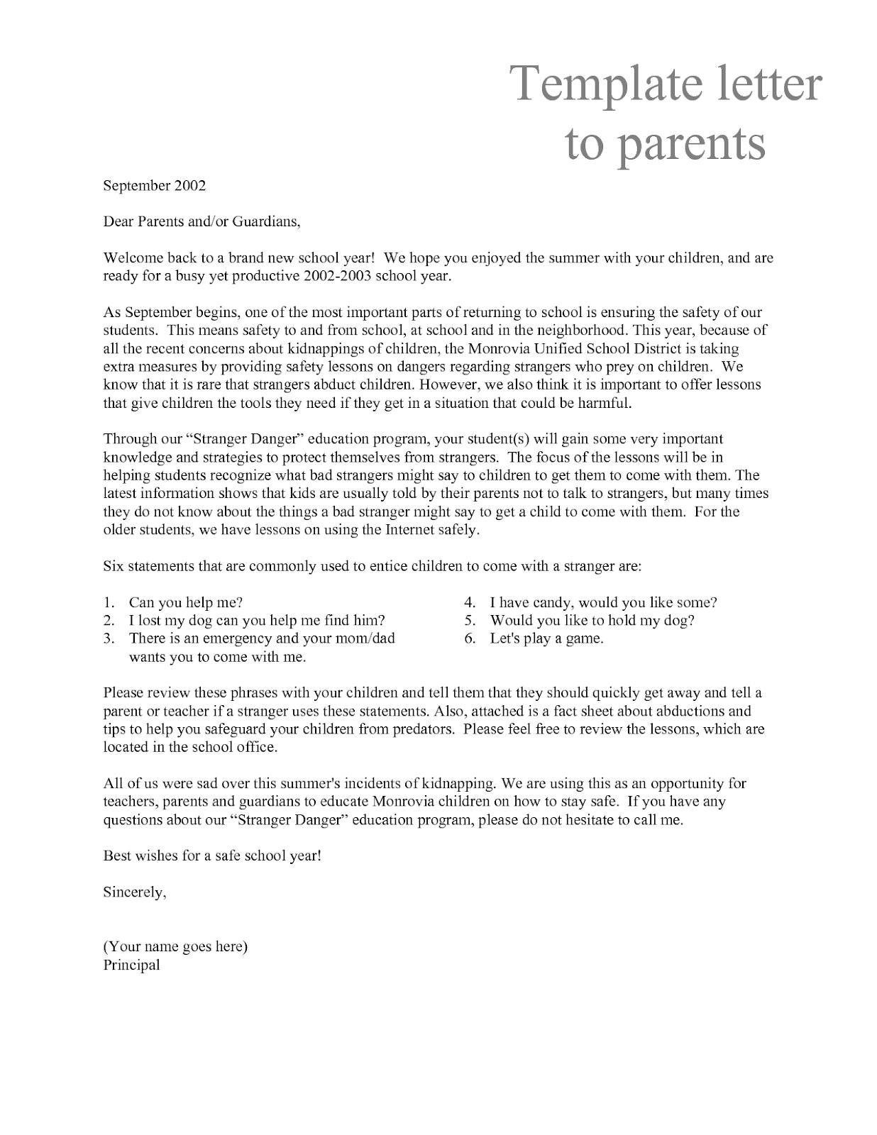 Parent Letter Template Resume Letter parent-letter-template-resume-letter