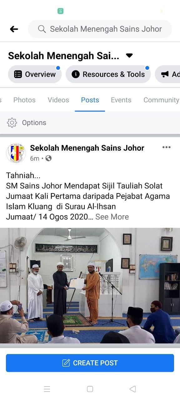 Pengisytiharan Solat Jumaat di Surau al-Ihsan, SM Sains Johor 14 Ogos 2020