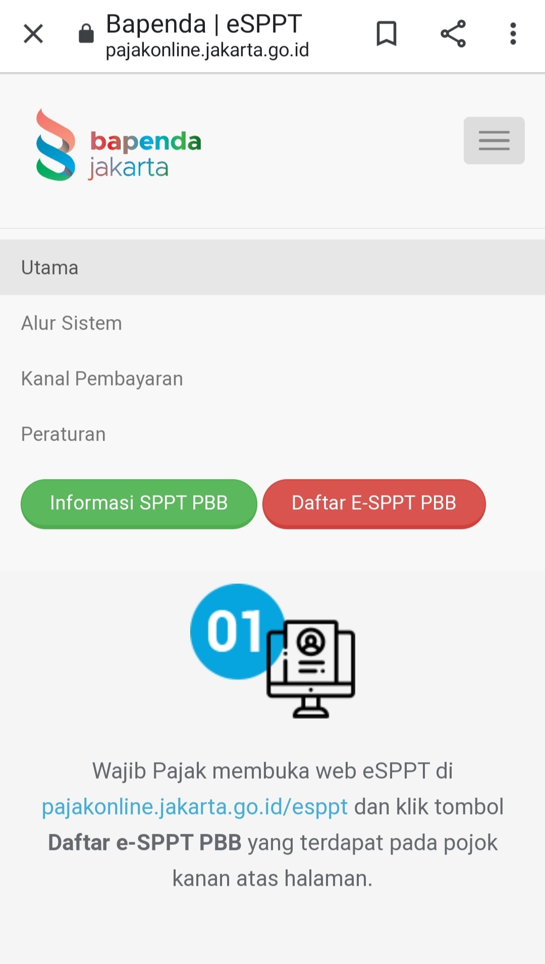 Unduh e-SPPT Pajak PBB Jakarta via online