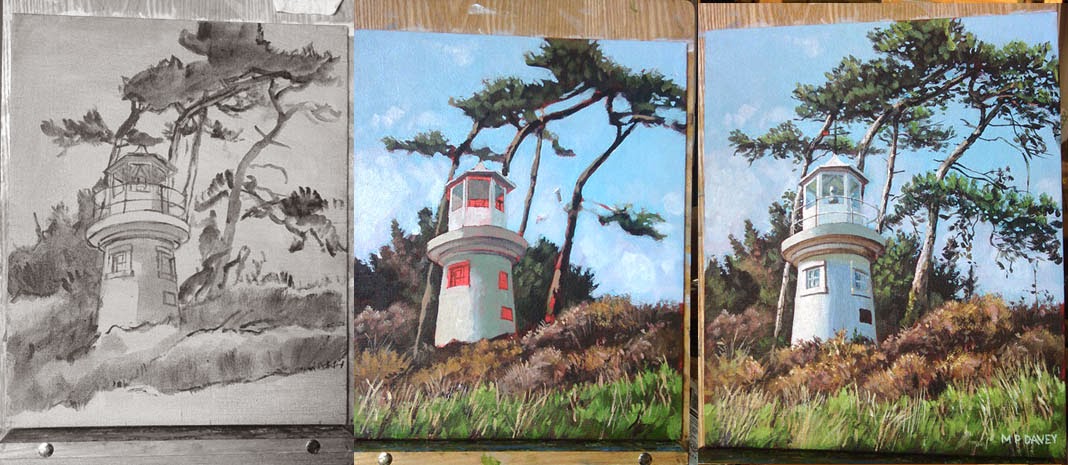 Martin Davey Illustration and Fine Art: Lepe lighthouse at Hampshire ...