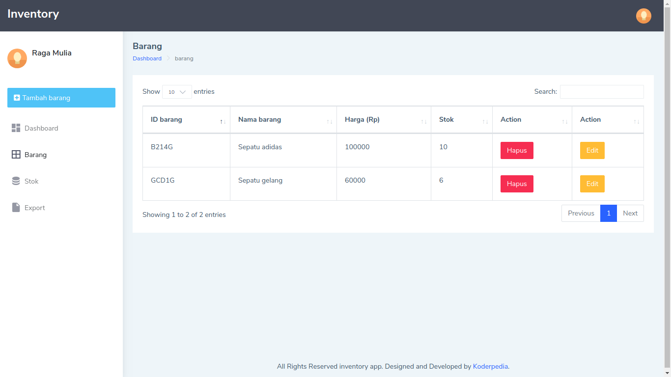 Aplikasi inventory berbasis web gratis