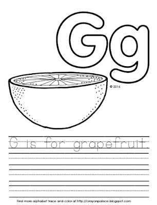 Crayon Palace: "G is for grapefruit" alphabet coloring page