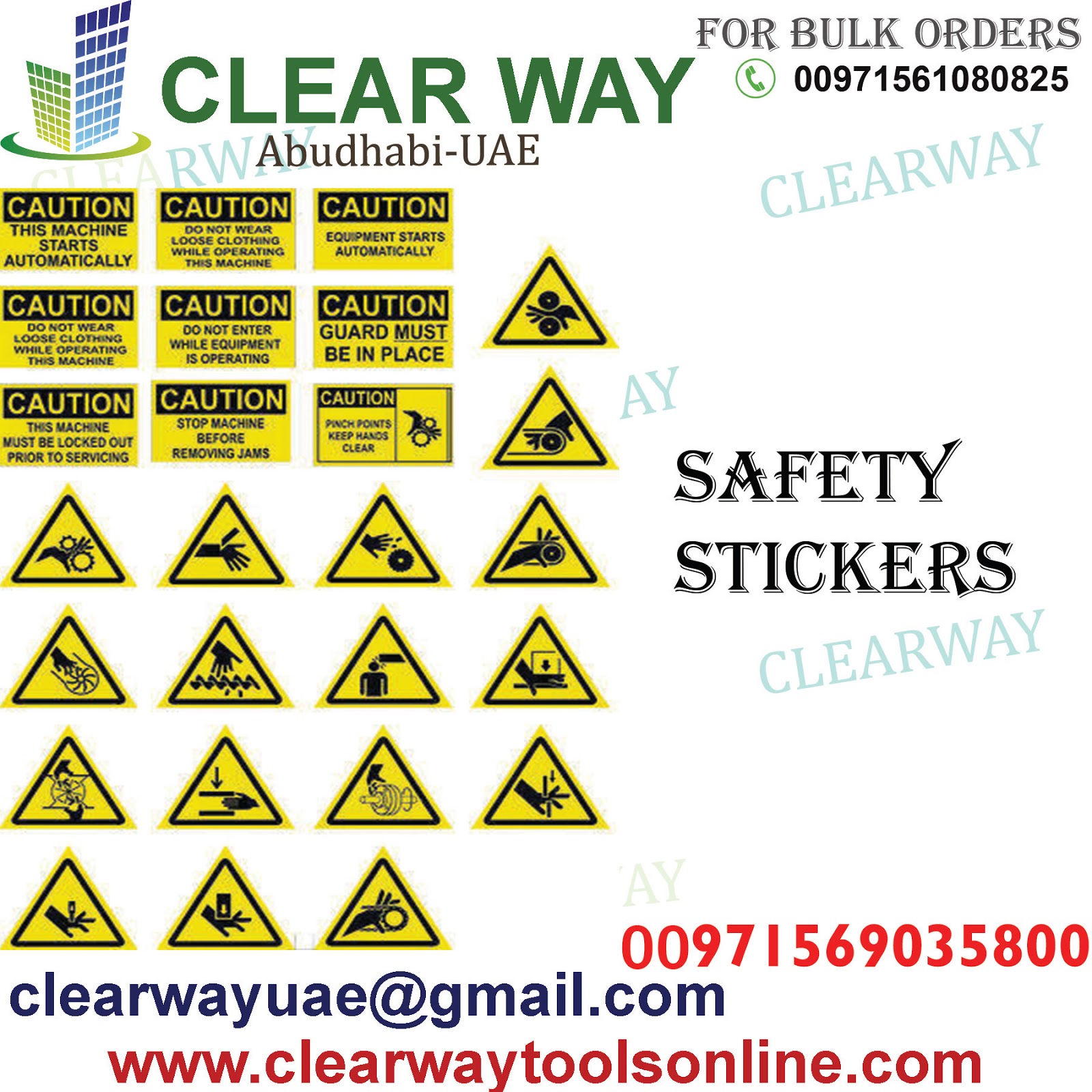 CLEARWAY: SAFETY STICKERS DEALER IN MUSSAFAH , ABUDHABI ,UAE