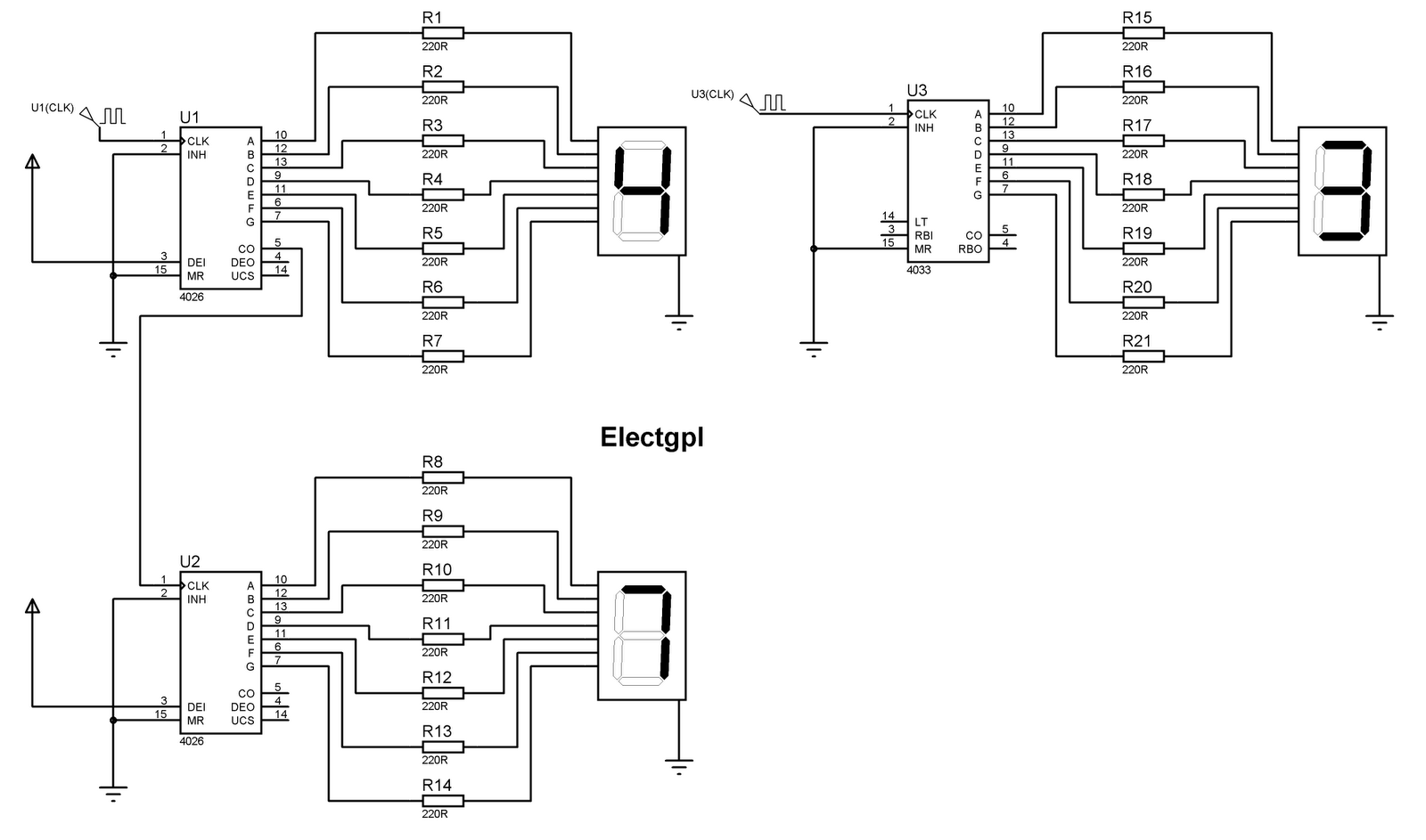 Electgpl Electrónica: Contadores 4026 y 4033