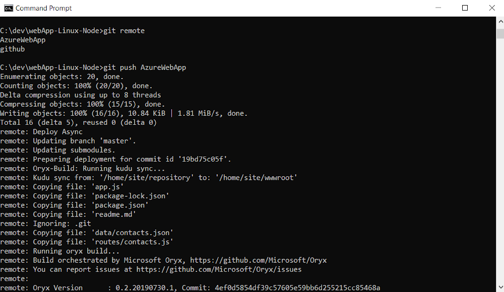 Azure And Co Build A Nodejs Application And Deploy It Git Push To An Azure Linux Web App
