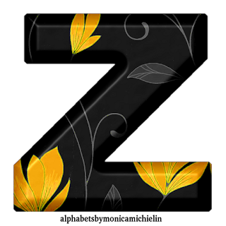 M. Michielin Alphabets: YELLOW FLORAL FLOWER ALPHABET, NUMBERS, ICONS ...