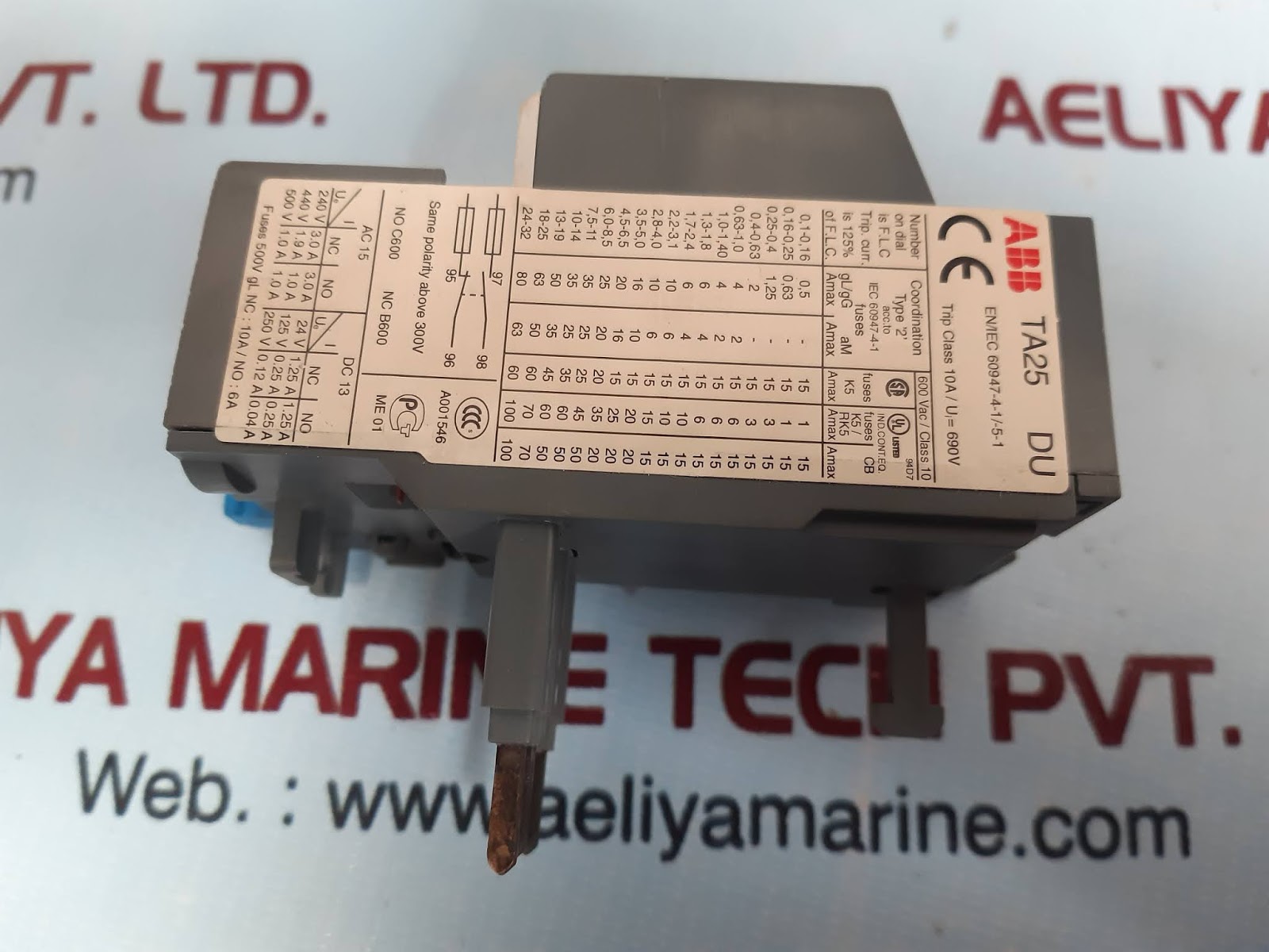 ABB TA25DU THERMAL OVERLOAD RELAY TA25DU-14 - Aeliya Marine