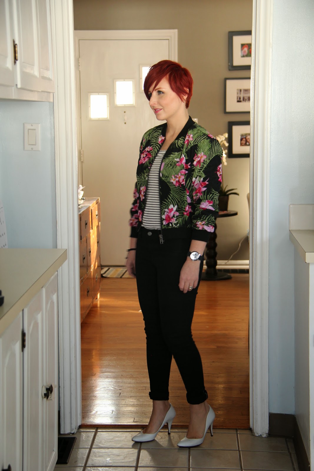 Thrift and Shout: Cute Outfit of the Day: Palm Print Jacket