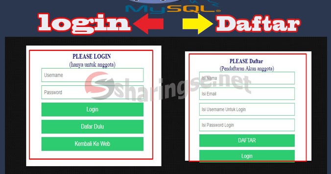 membuat form login dan registrasi dengan php dan mysql - dunia-belajar.com