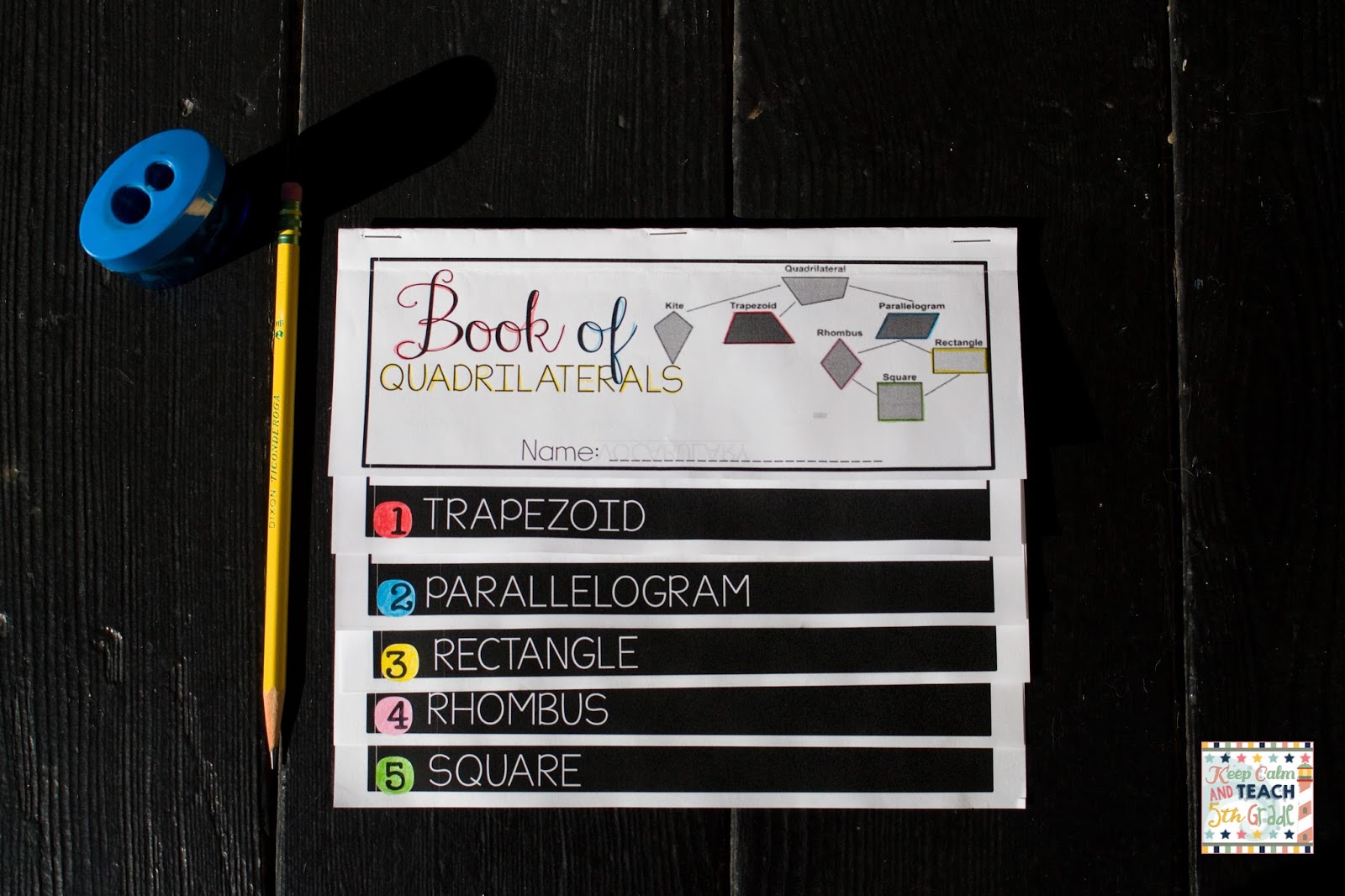 Keep Calm and Teach 5th Grade: Quadrilateral Flip Book - Make Math Easy!