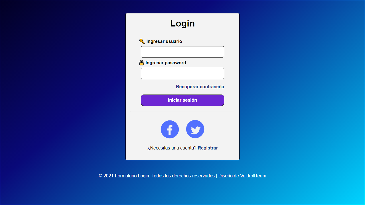 VaidrollTeam: PLANTILLAS Y DISEÑOS DE LOGIN EN HTML Y CSS #1