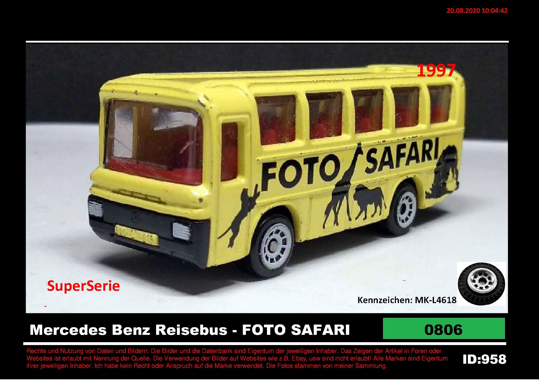 0806 - Mercedes Benz Reisebus - FOTO SAFARI - von/ab ca.: 1997 - (SIKU SuperSerie)