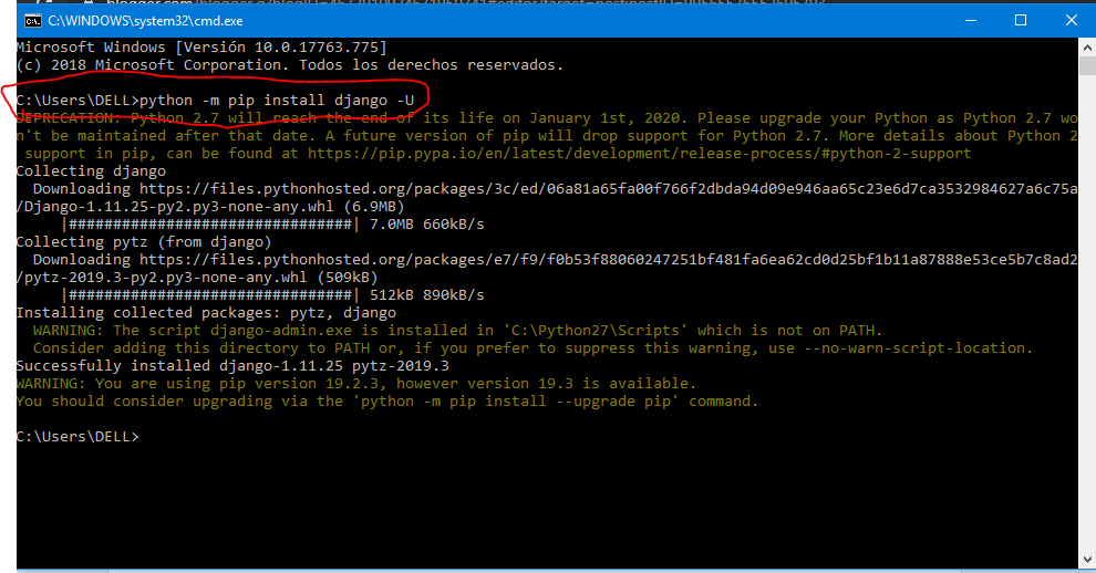 COMO INSTALAR DJANGO EN WINDOWS (COMANDO)