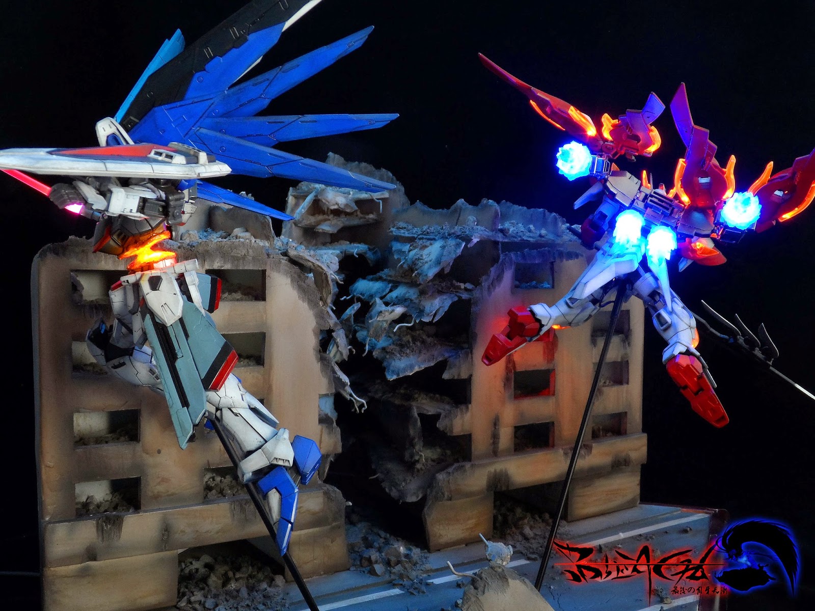 Custom Build: HGBF 1/144 Wing Gundam Zero Honoo VS RG Freedom Gundam ...