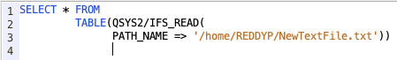 Read data in IFS file from SQL - IBM i