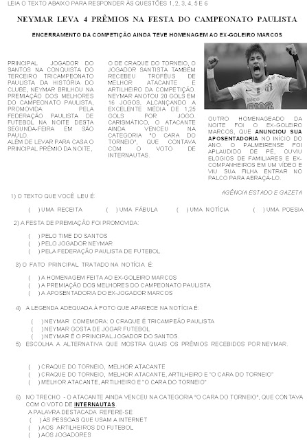 Professora Silmara Robles Pondé: Texto e interpretação - Neymar