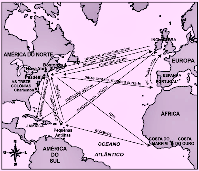 Com Texto Histórico: O Comércio Triangular nas 13 Colônias da América ...