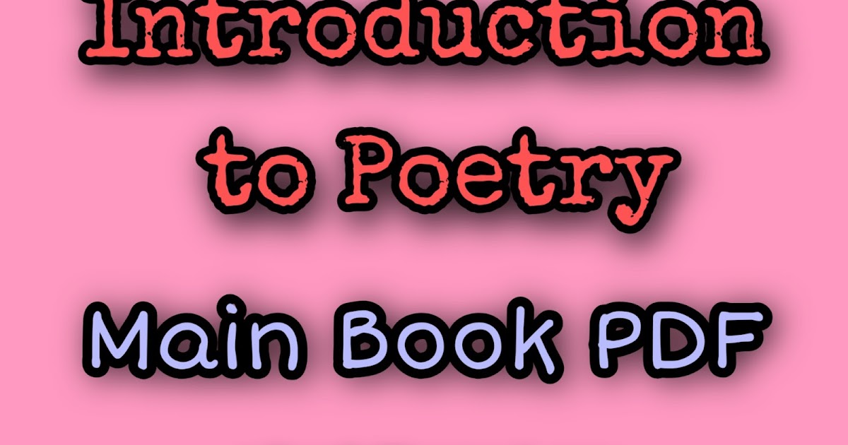 Introduction to Poetry pdf of main book free download for 1st Year