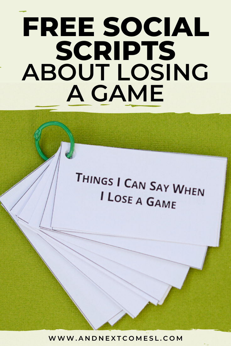 Free Printable Losing a Game Social Scripts for Kids | And Next Comes L ...