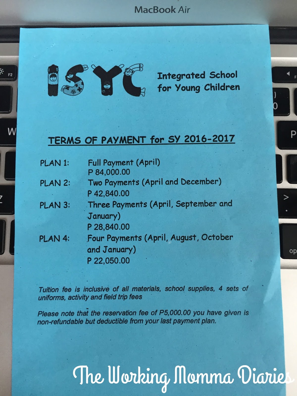 The Working Momma Diaries: ISYC Assessment, Tuition Fee & Payment Terms