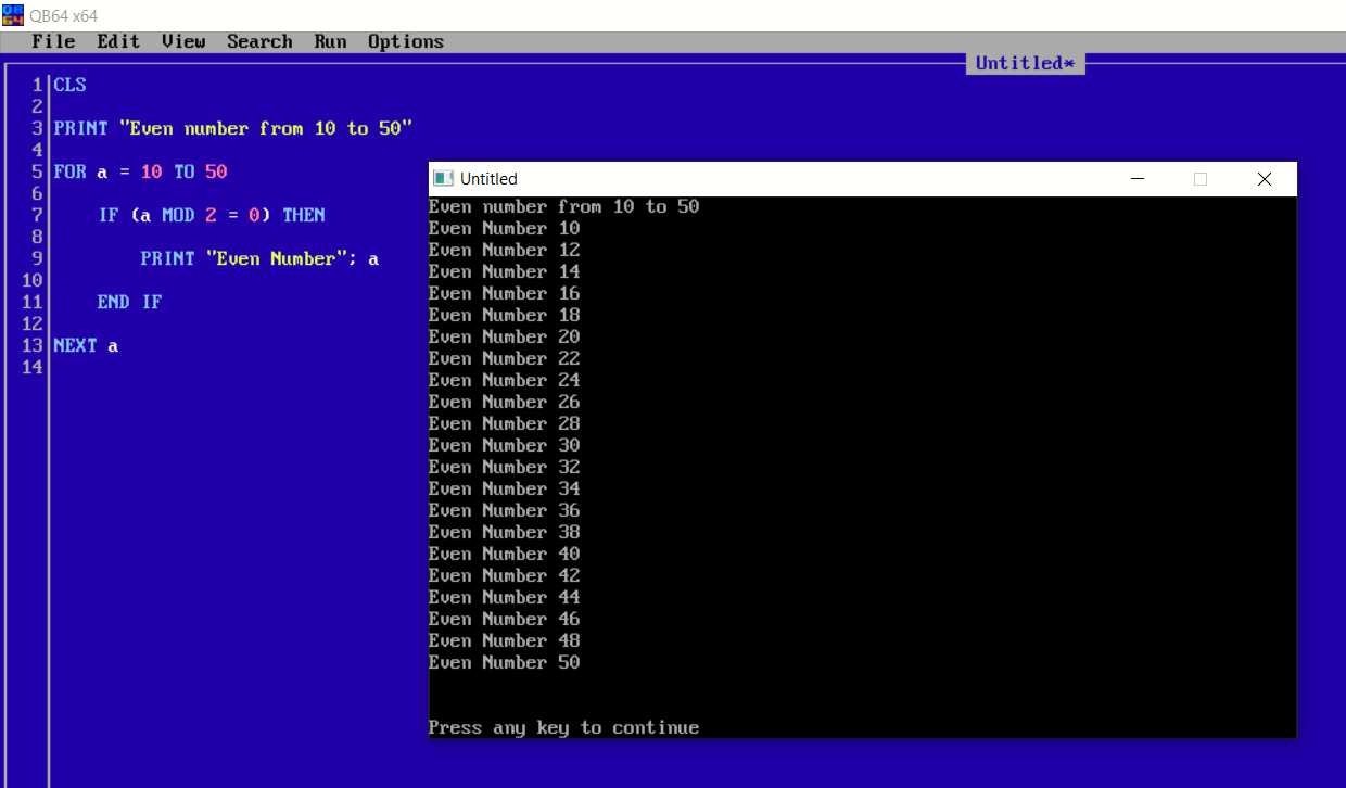 Qbasic Program For Odd And Even Number