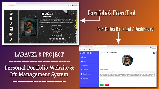 Laravel-8 Project - Complete Portfolio Website (frontend + dashboard) | Coding In Nepal
