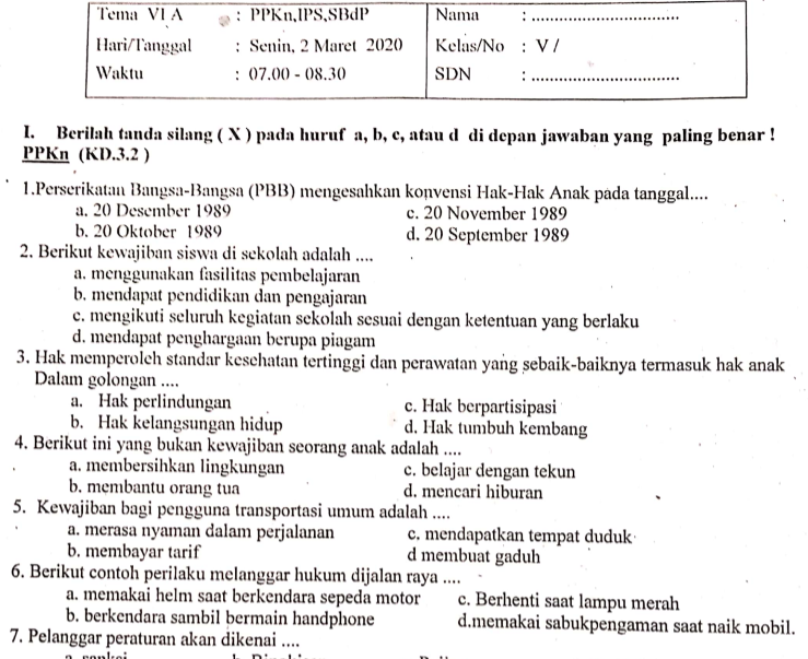 Download Soal PTS/UTS Kelas 5 Semester 2 K13 Revisi Tahun 2020 Lengkap Kunci Jawaban - Mariyadi.com