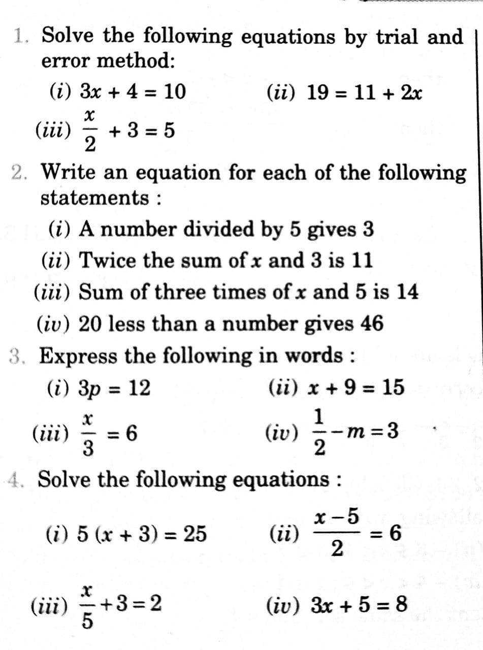 CLASS 6 LINEAR EQUATIONS IN ONE VARIABLE class-6-linear-equations-in-one-variable