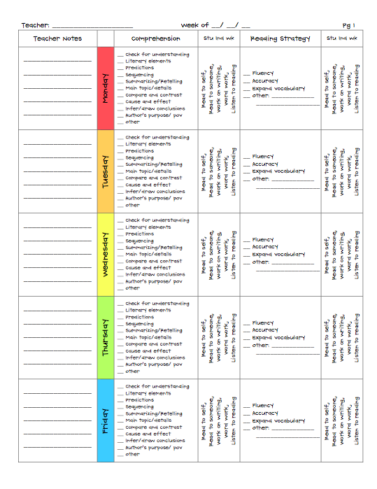 A Teacher's Plan: Templates
