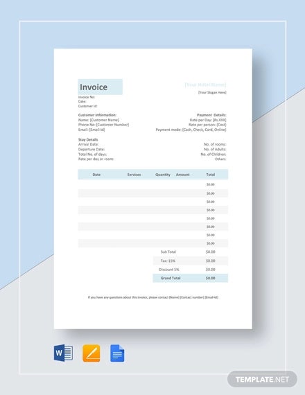 Hotel Room Invoice - Invoice Template