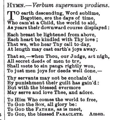 Tonus Peregrinus: Verbum supernum prodiens