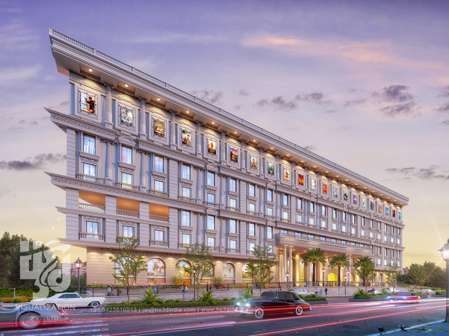 Amazing 3D Commercial Exterior Night Rendering And Elevation