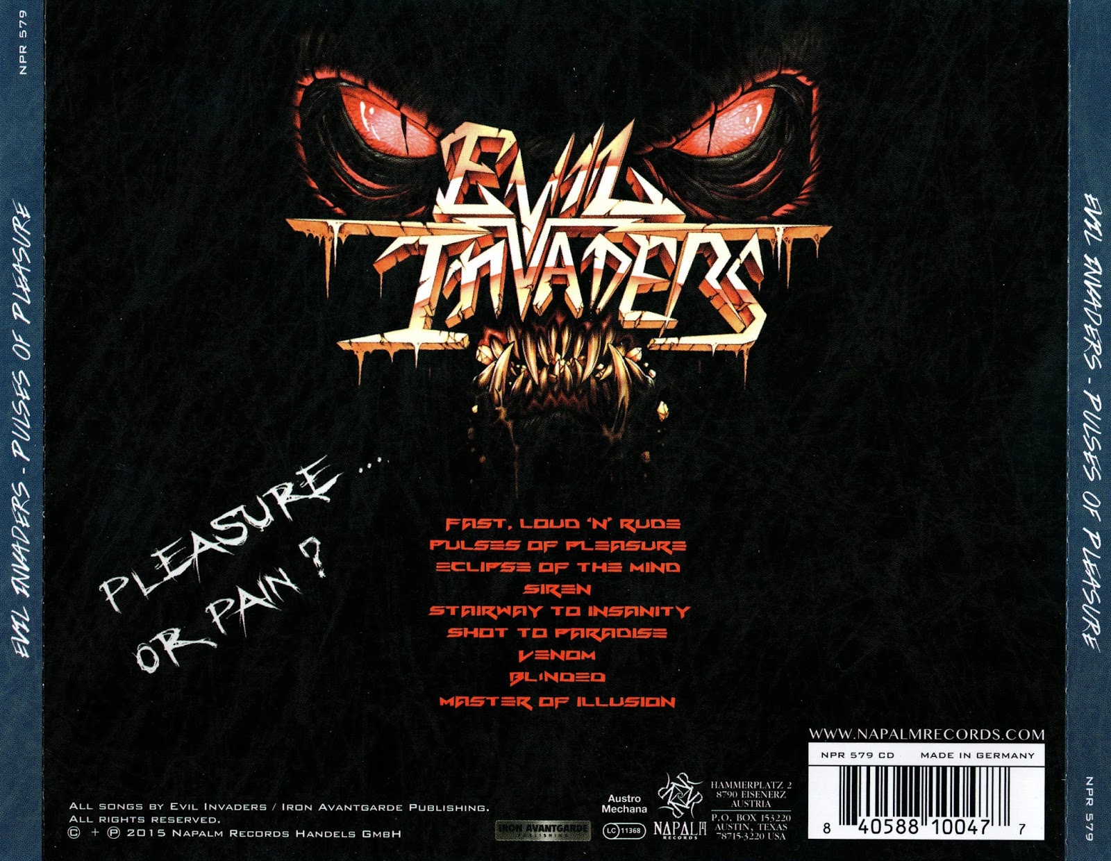 BEST METAL SONG: EVIL INVADERS - PULSES OF PLEASURE, 2015