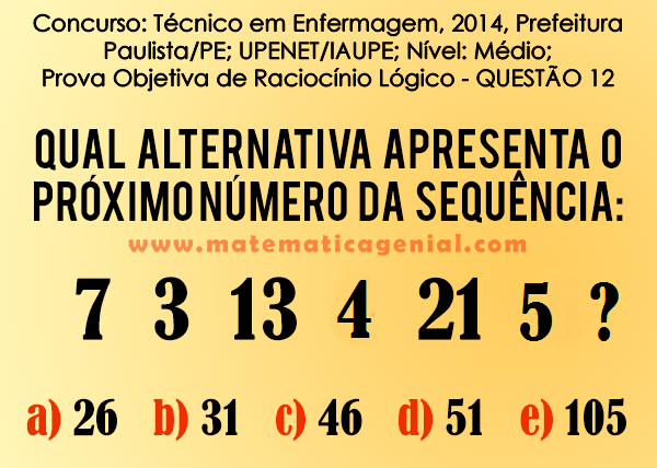 Raciocínio Lógico - Qual o próximo número da sequência? | Matemática Genial Raciocínio Lógico - Qual o próximo número da sequência? | Matemática Genial