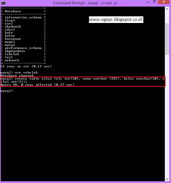Cara Membuat Tabel Baru di CMD ~ Tutorial Komputer