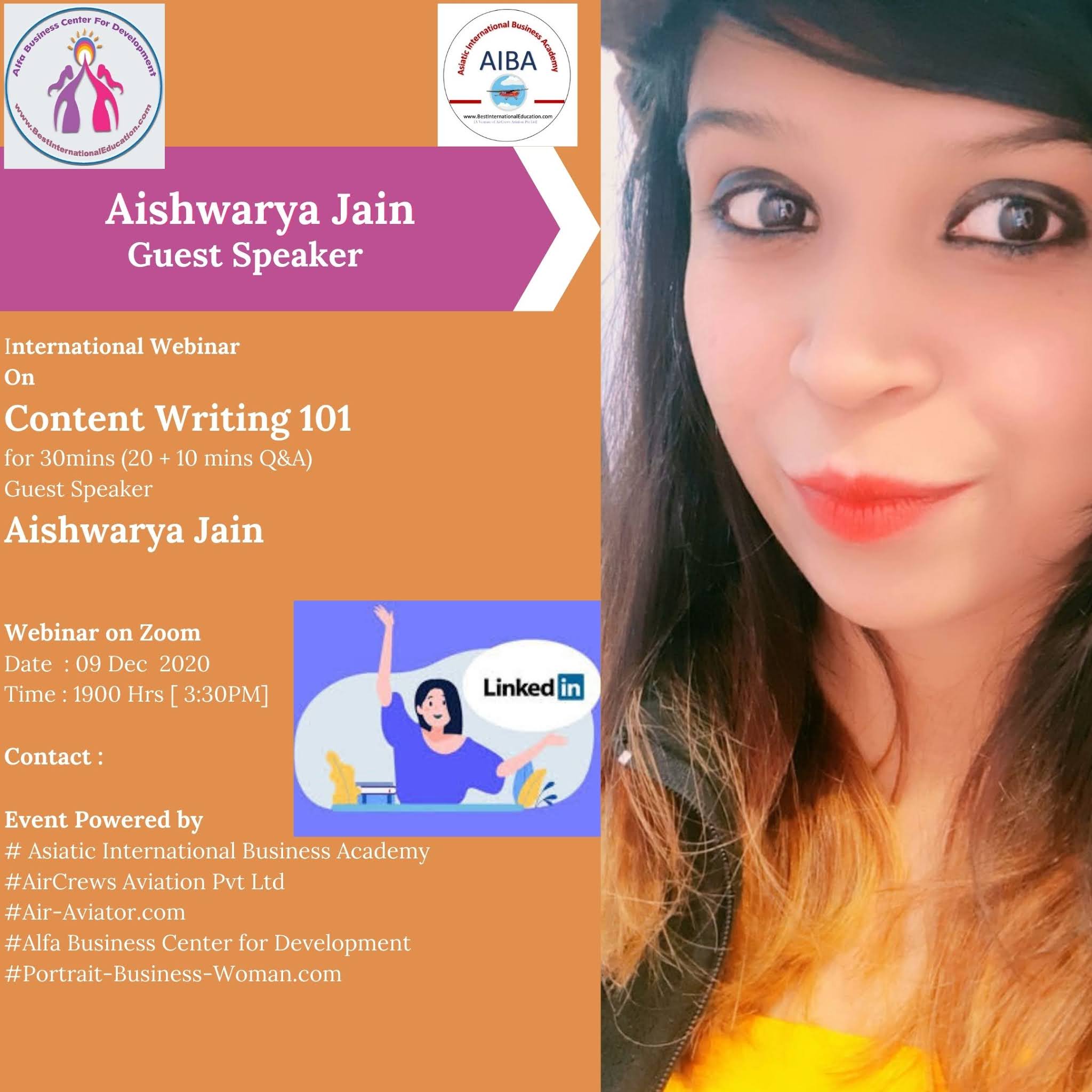 Portrait of Business Woman: Aparna Raja Guest Speaker👉 "Great Body ...