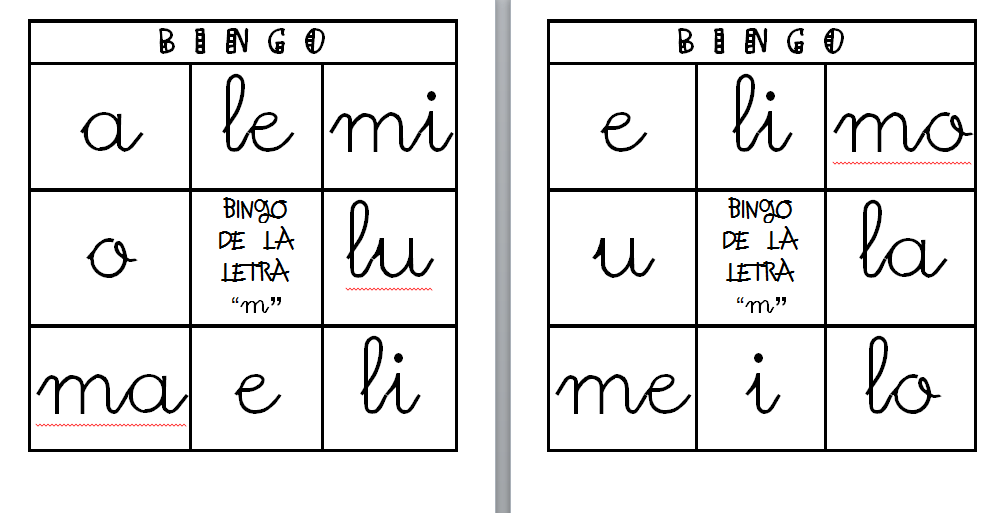 Plastificando ilusiones: Jugamos al bingo de la letra "m"