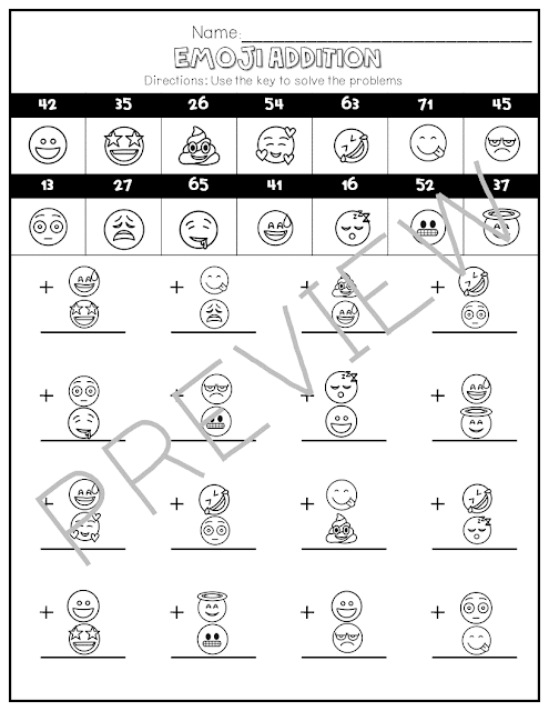 Little Mrs. Bell: Emoji Addition Freebie & Worksheet Pack