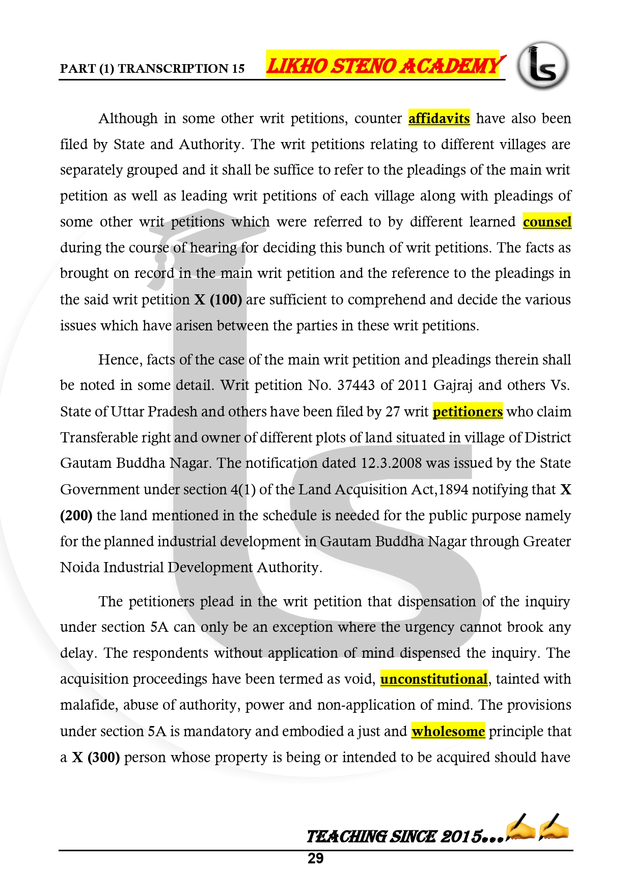 Stenographer Transcript