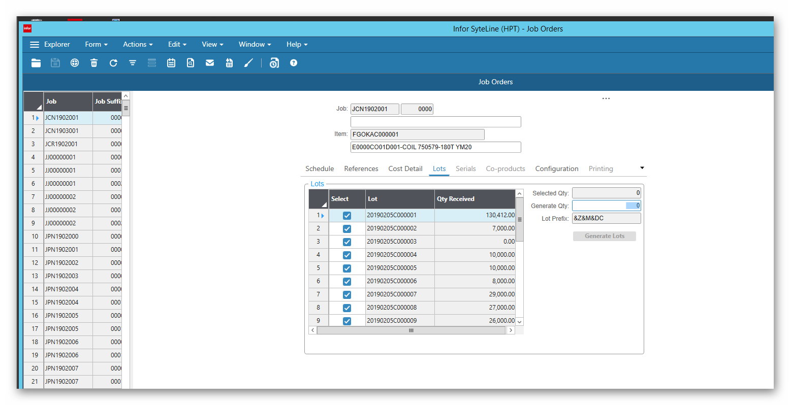 Montree (KMx10): Infor CSI : Preassign Lot