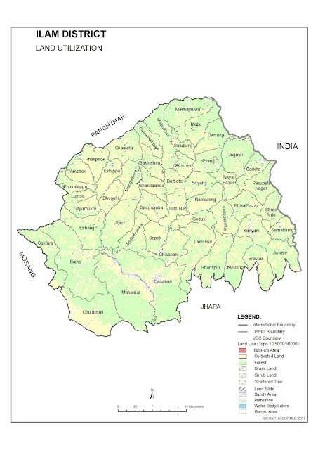 मेरो प्यारो ईलाम जिल्ला : Map of Ilam District