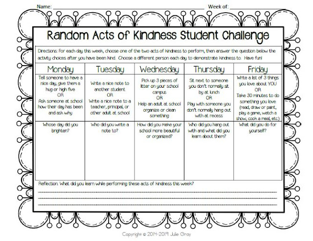 Random Acts of Kindness Student Challenge- Teach Students to Be the ...